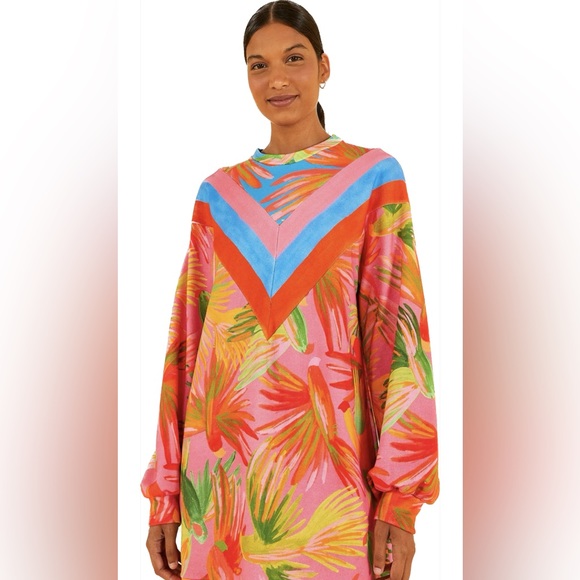 FARM Rio | Dresses | Farm Rio Brazil Printed Sweatshirt Dress M | Poshmark